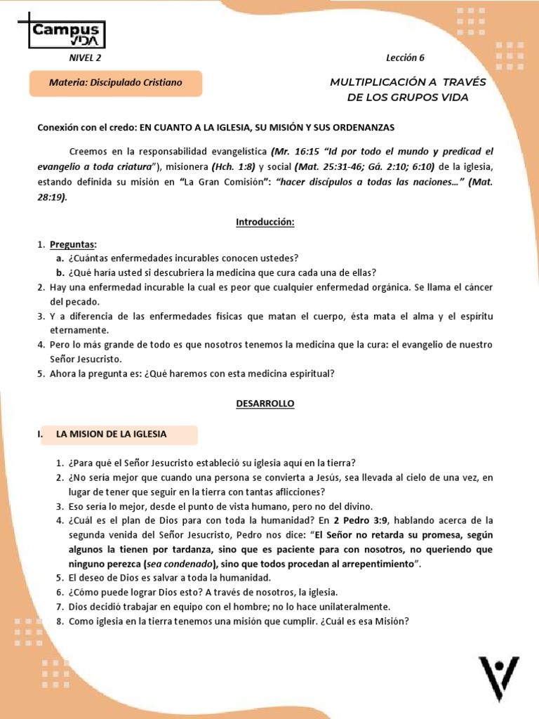 Leccion 6 Multiplicación A Través Los Grupos Vidas Estudiante ...
