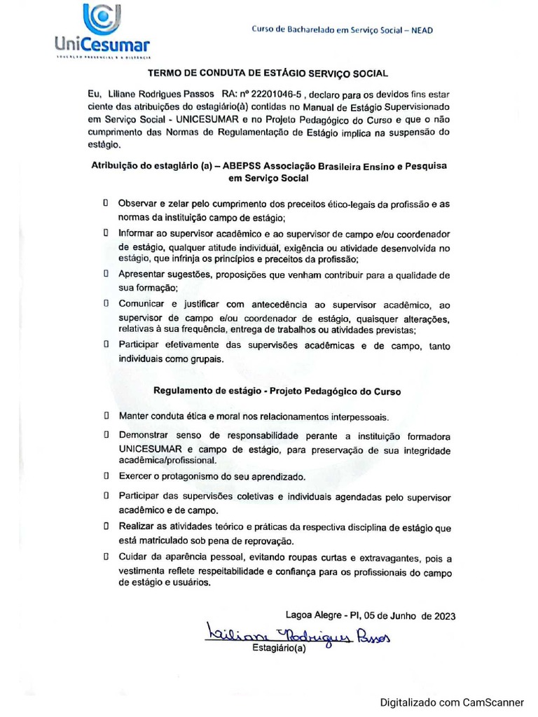 Termo de Conduta | PDF