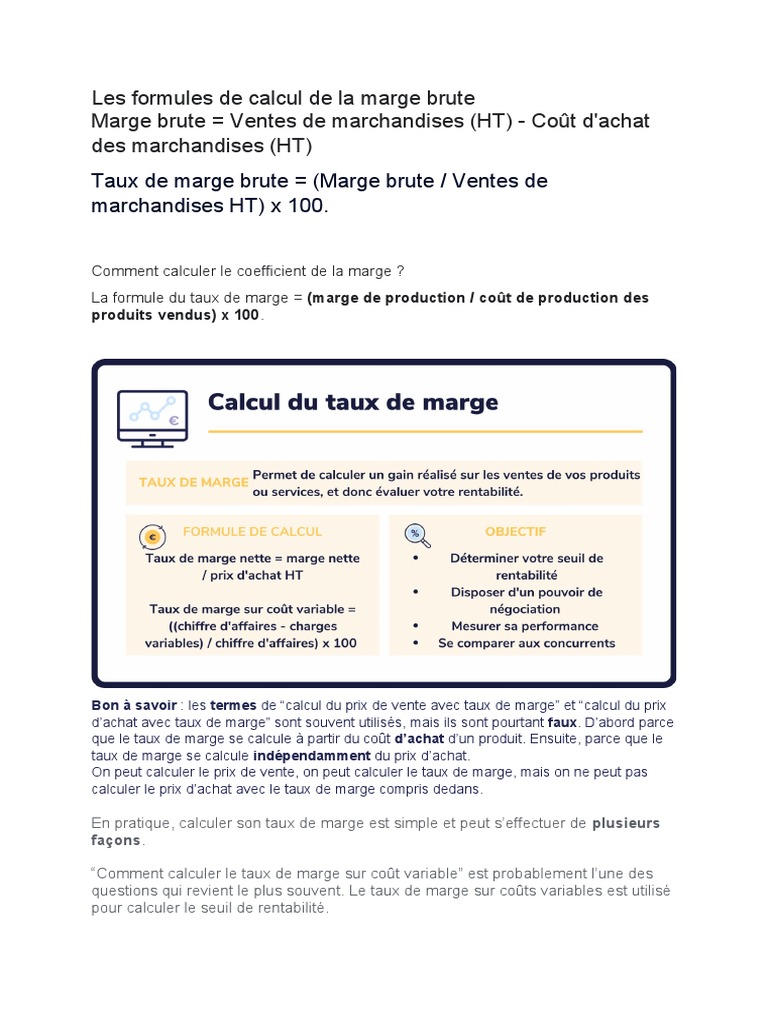 Formules de calcul de la marge brute | PDF | Business | Marge (Finance)
