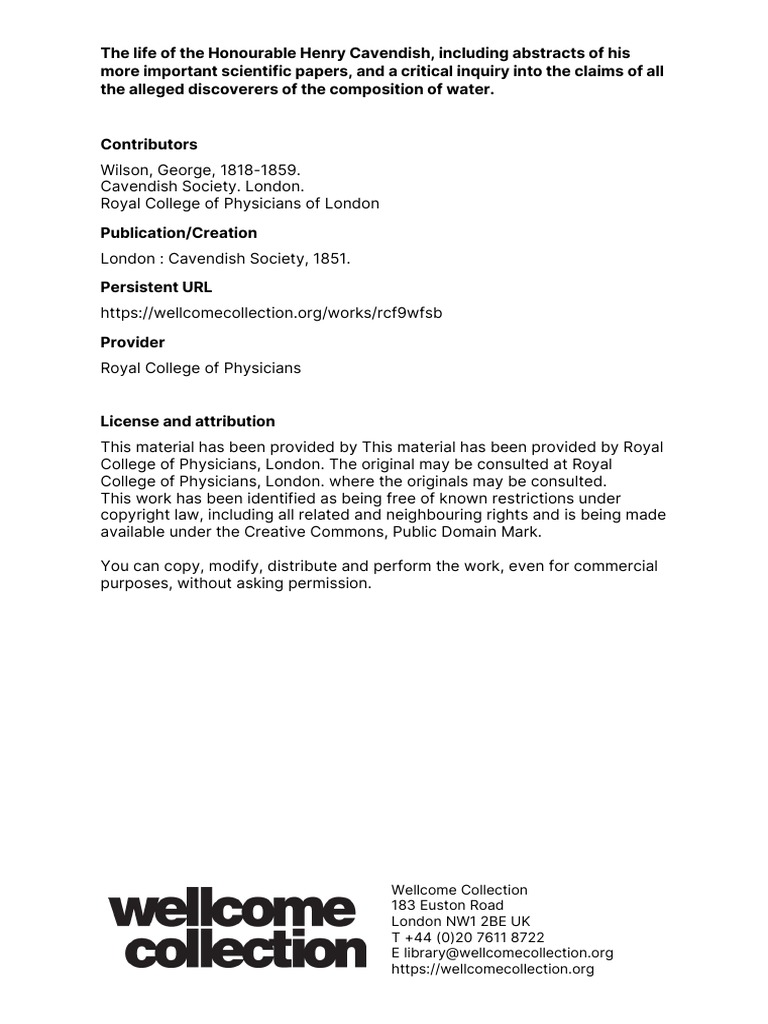 The Life of The Honorable Henry Cavendish | PDF