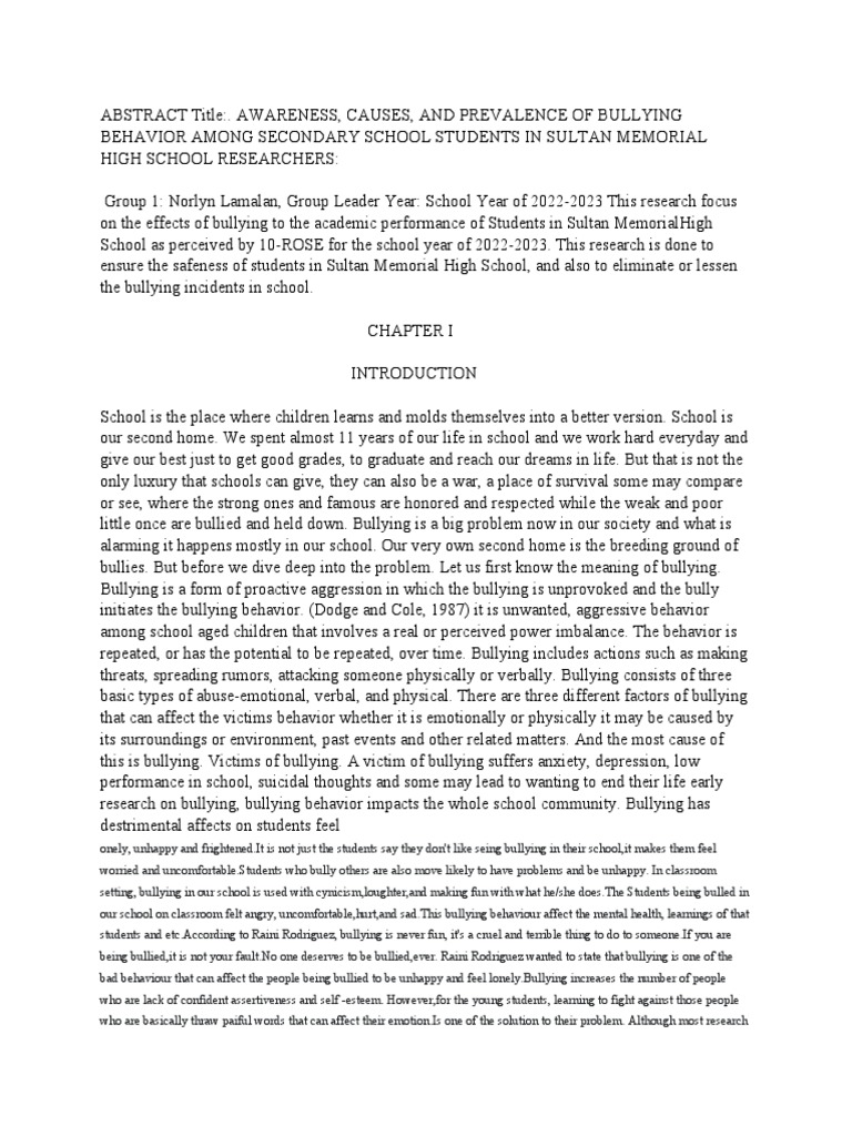 Abstract Title | PDF | Bullying | Psychological Concepts