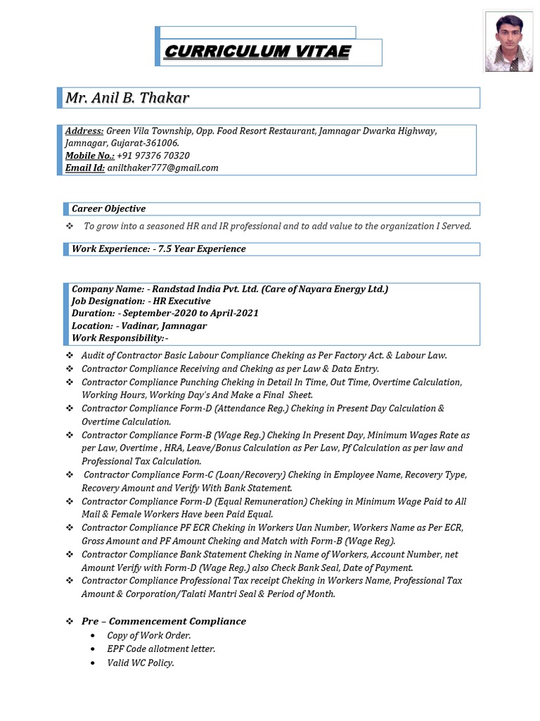 Anil Thakar | PDF | Employment | Overtime