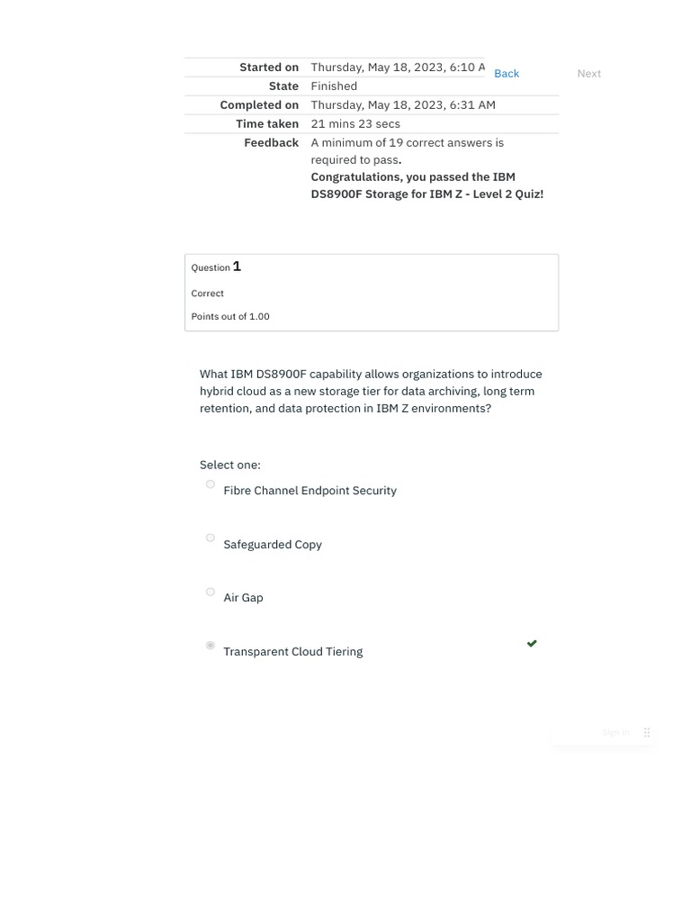 IBM DS8900F Enterprise Disk Storage Level 2 Quiz_TOS Attempt | PDF | Cloud Computing | Computer ...