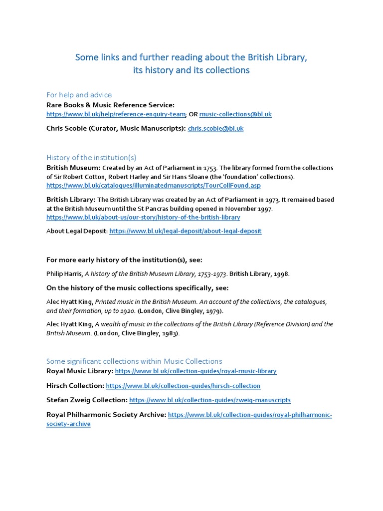 Introduction To The British Library and Its Music Collections - Chris ...