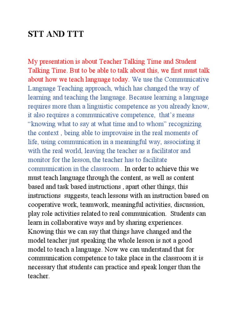 STT and TTT | PDF | Teachers | Communication