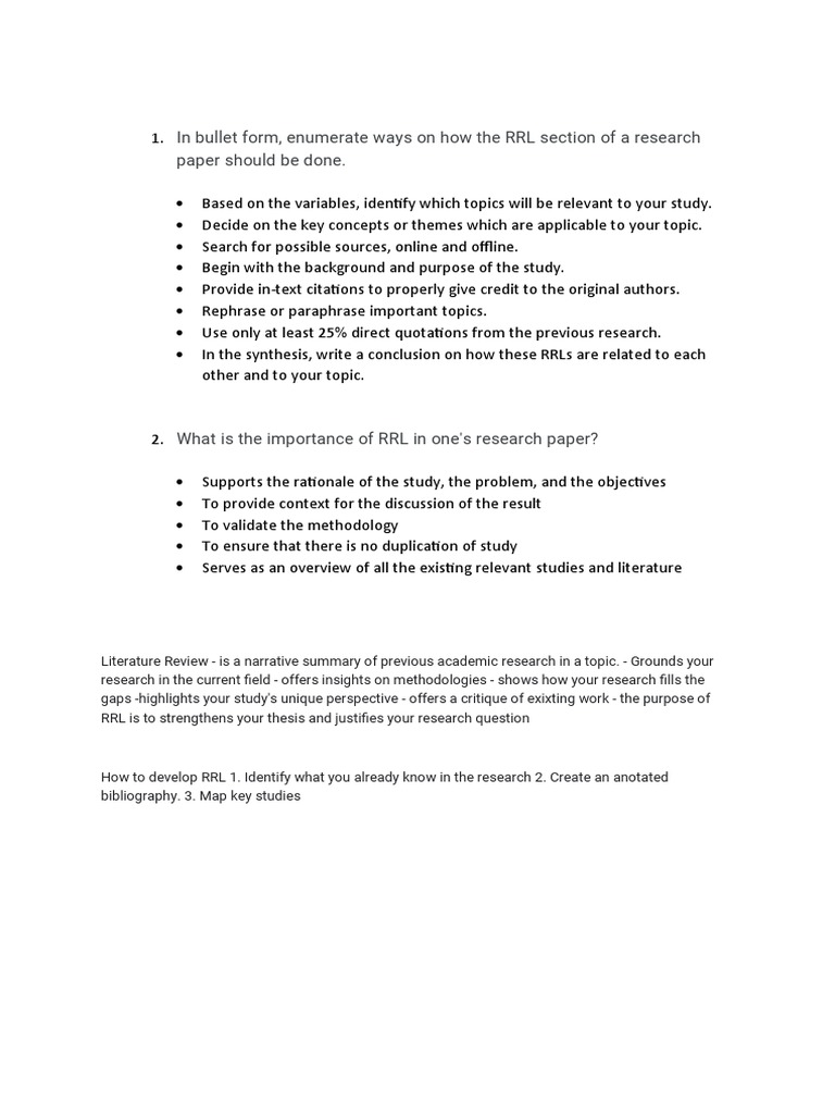 Importance of RRL | PDF