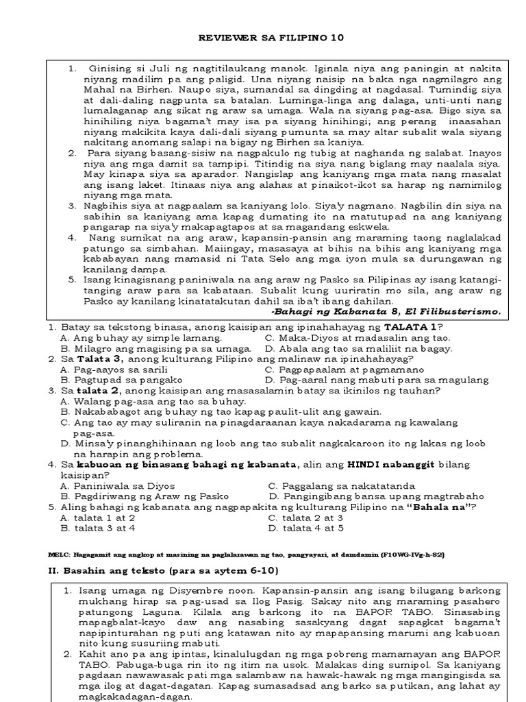 Filipino 10 | PDF