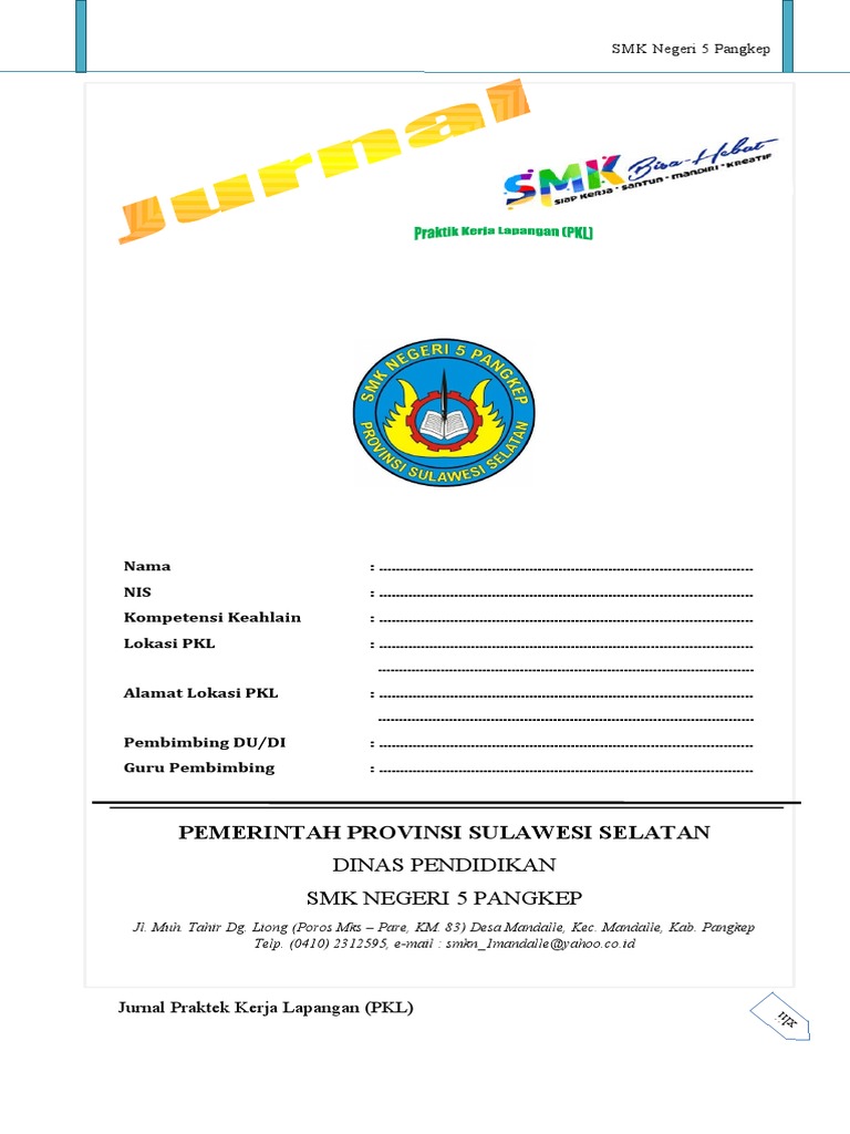 Halaman Depan Jurnal PKL Siswa DPIB | PDF