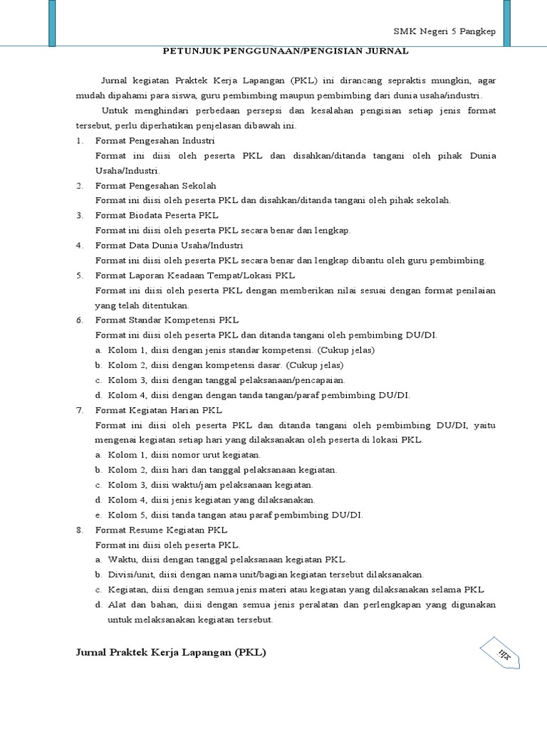 Isi Jurnal PKL Siswa AP | PDF