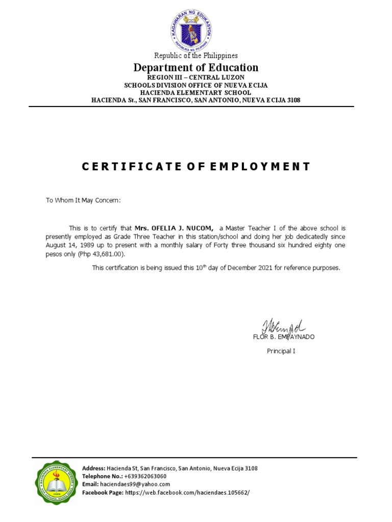 Certificate of Employment | PDF