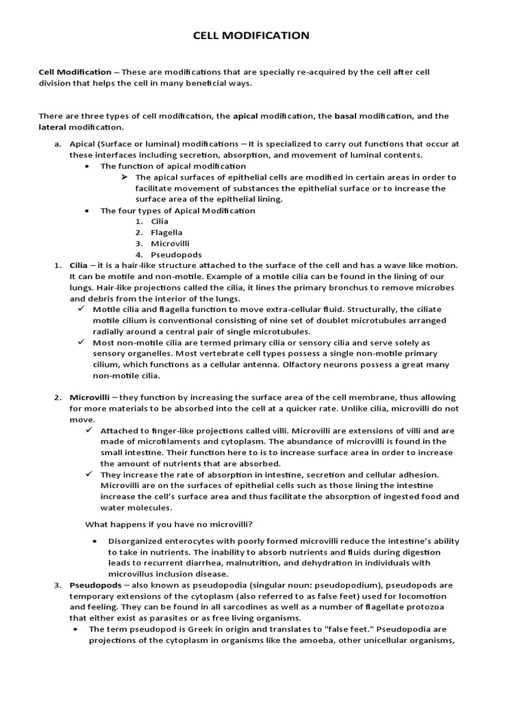 Cell Modification | PDF | Cell Anatomy | Cell Biology