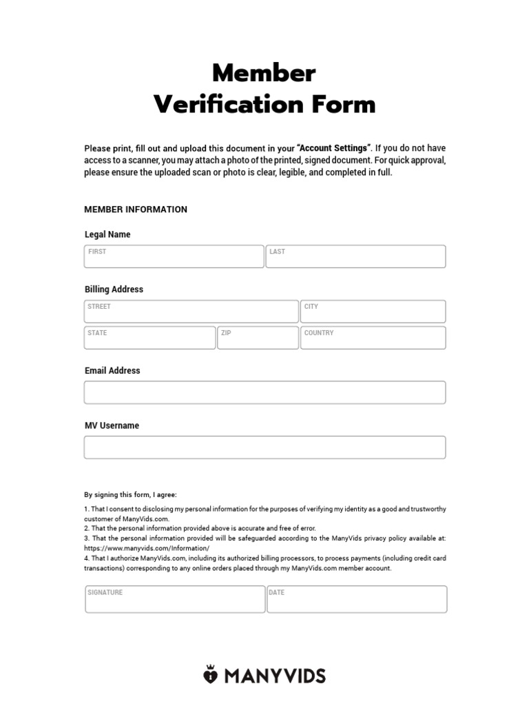 ManyVids Verification Form Details | PDF
