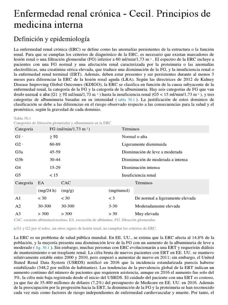 CAP 30 - Enfermedad Renal Crónica CECIL | PDF | Hemodiálisis | Trasplante de riñón