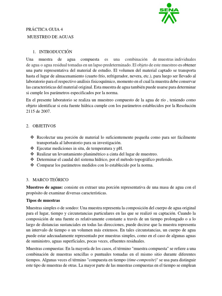 Practica N 3 Muestreo de Aguas | PDF | Agua | Muestreo (Estadísticas)