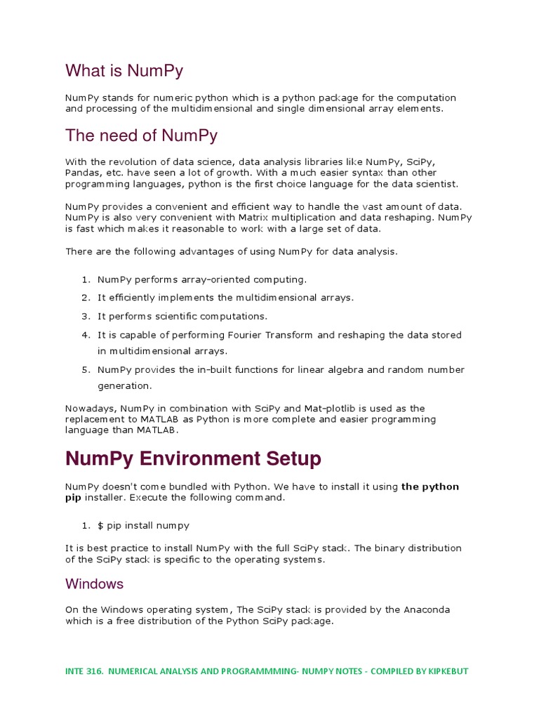 Numpy Notes | PDF | Trigonometric Functions | Integer (Computer Science)