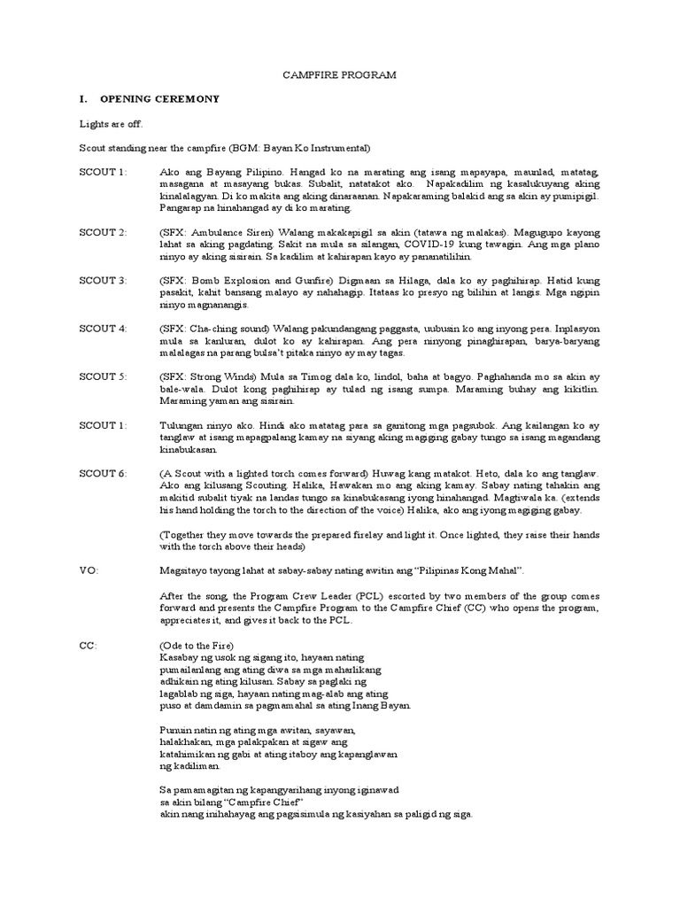 Campfire Program | PDF