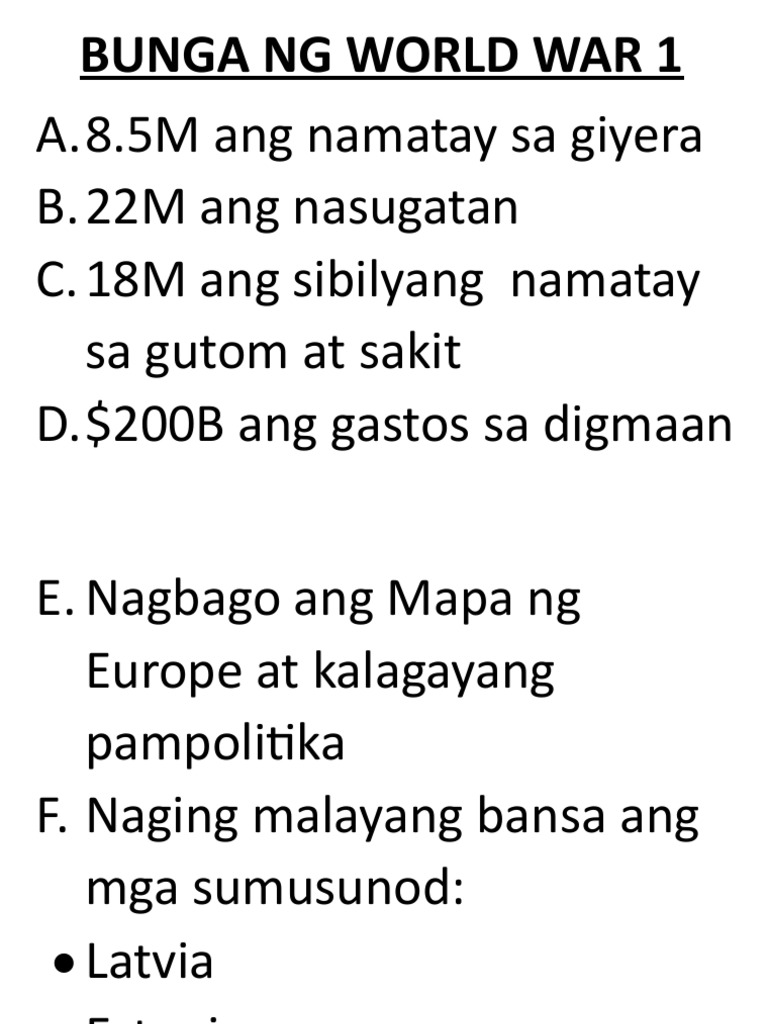 BUNGA NG WORLD WAR 1 | PDF