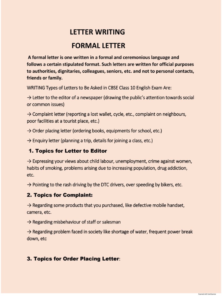 Letter Writing (Formal) | PDF