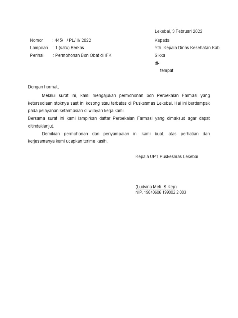 Surat Kekosongan Obat Pdf