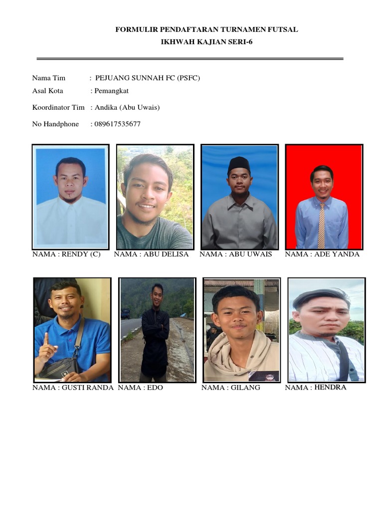 Formulir Pendaftaran TFIK #6 - PSFC 2023 | PDF