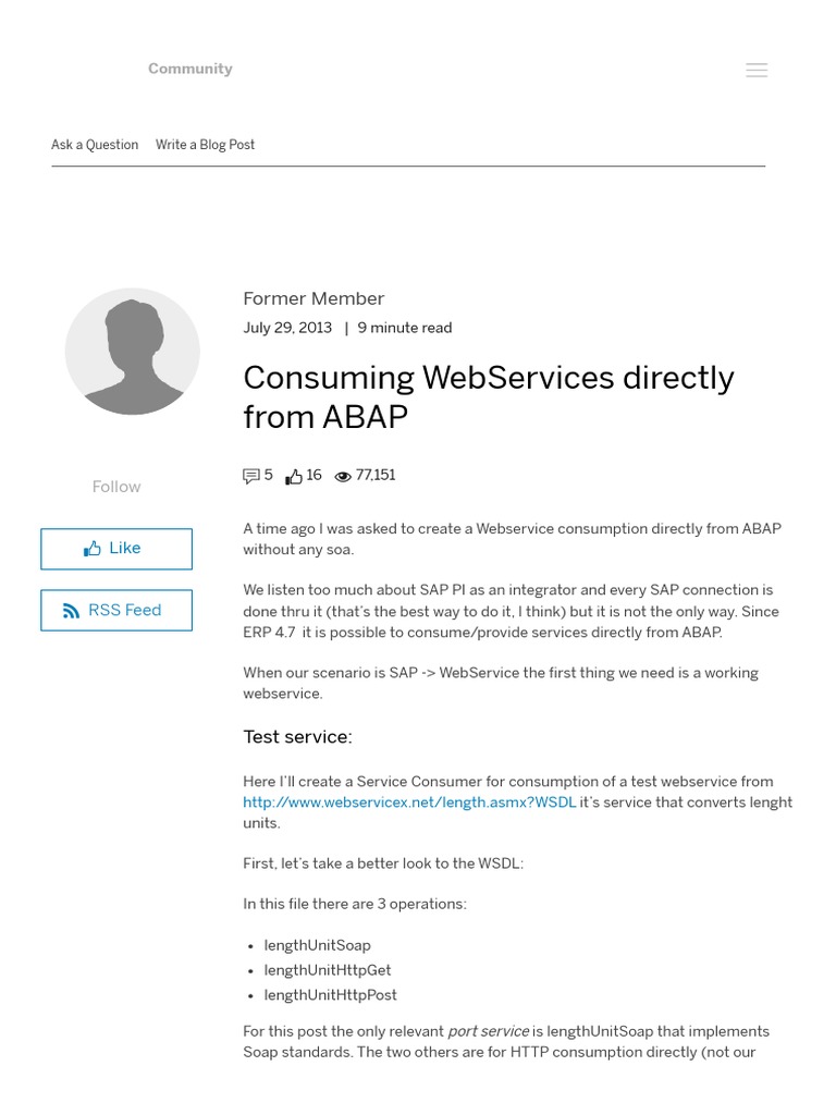Consuming WebServices directly from ABAP _ SAP Blogs | PDF | Web Service | Proxy Server