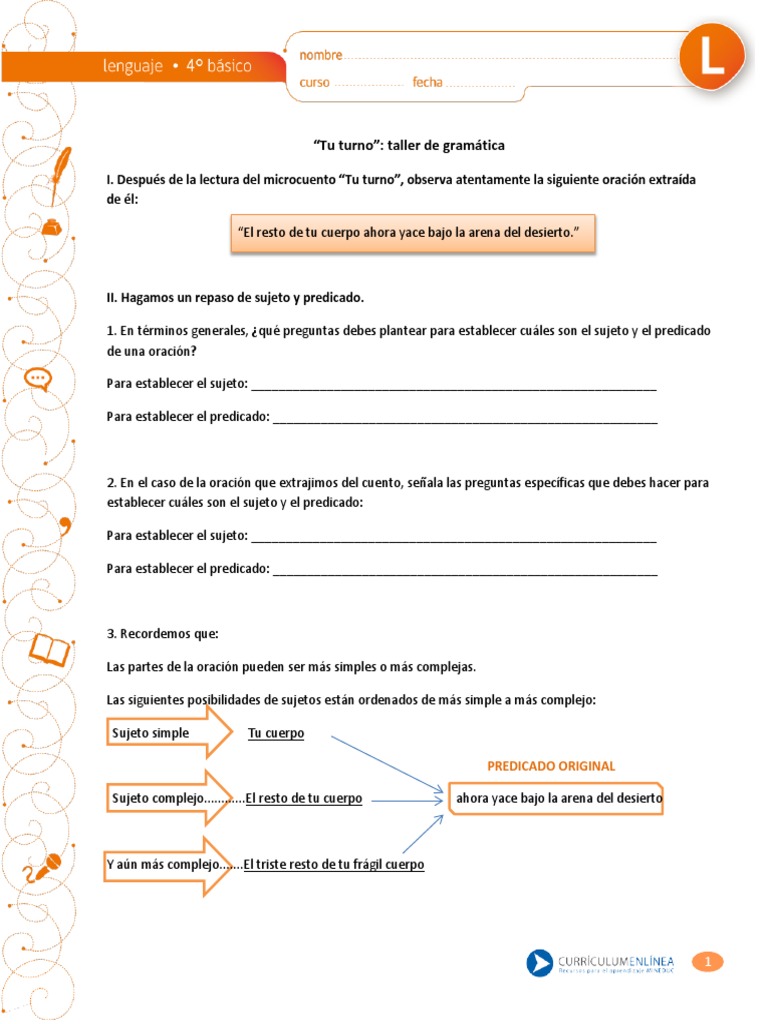 Sujeto y Predicado | Descargar gratis PDF | Predicado (Gramática) | Asunto (gramática)