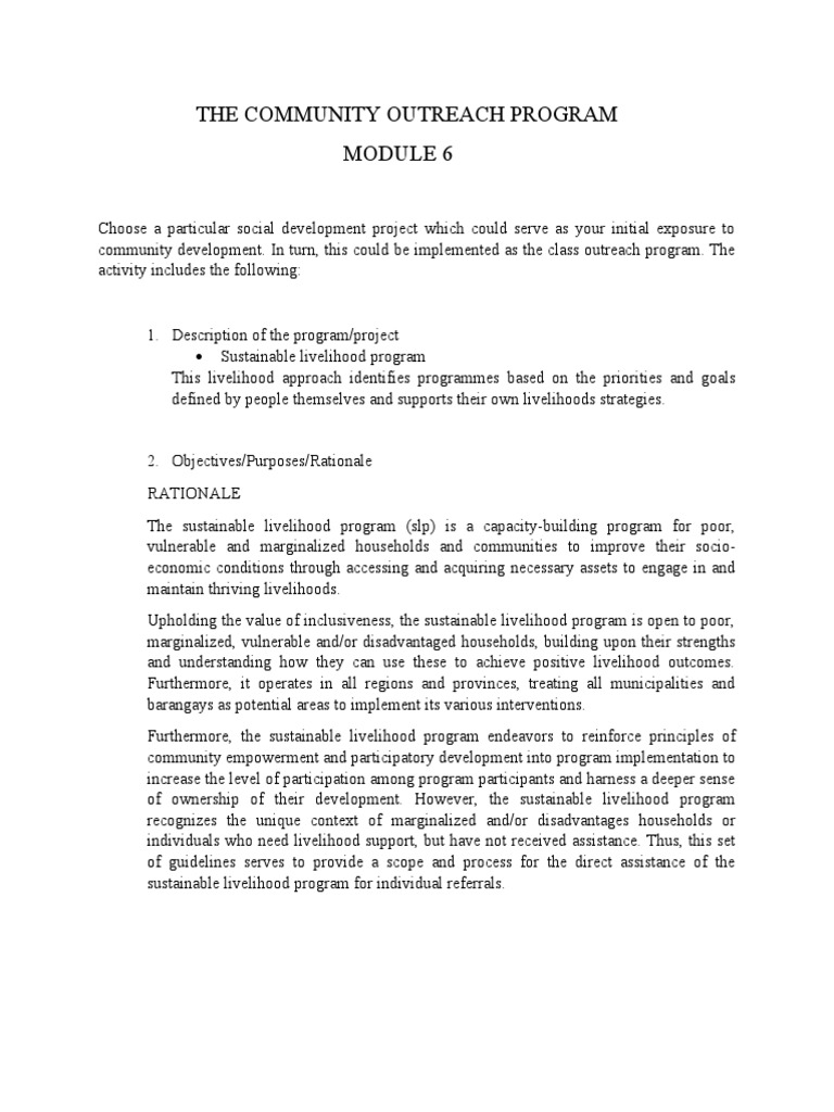 THE COMMUNITY OUTREACH PROGRAM | PDF