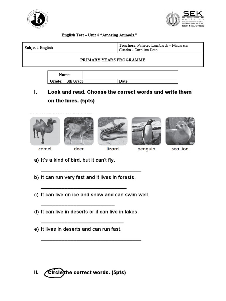 ENGLISH TEST UNIT 4 | PDF