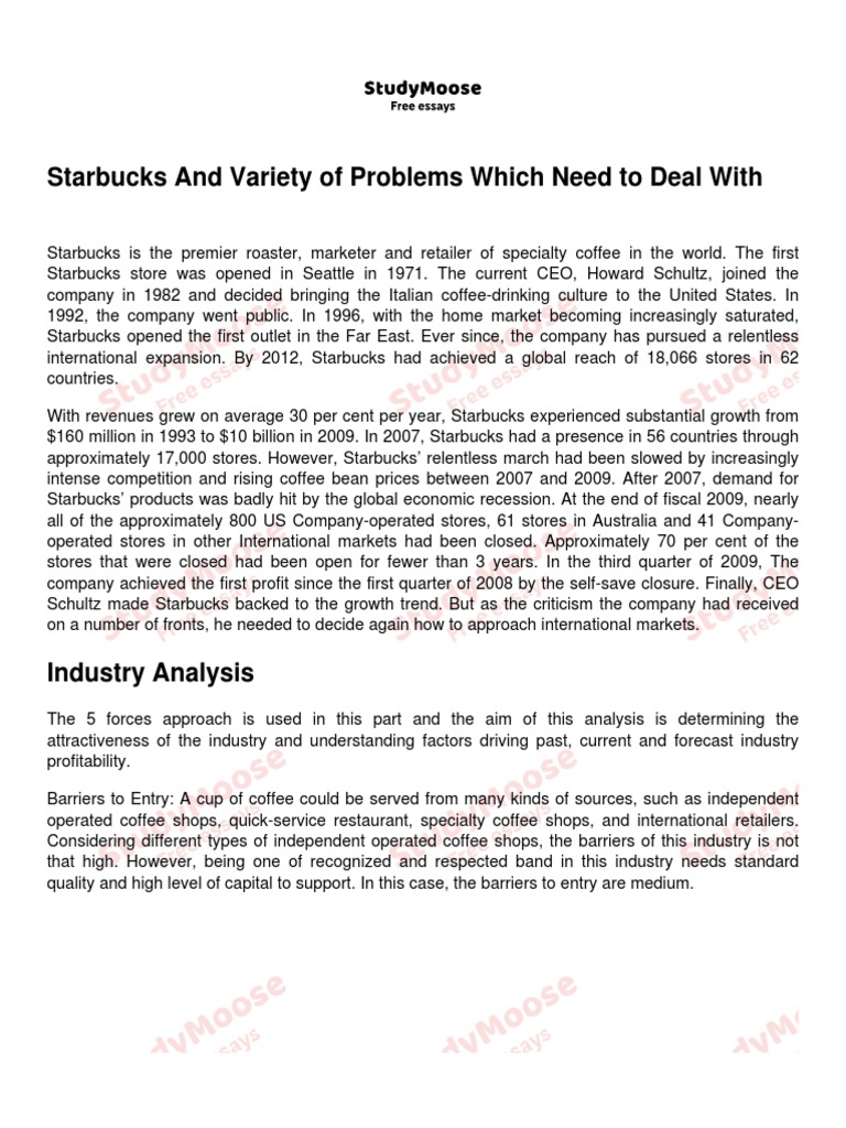 Starbucks and Variety of Problems Which Need To Deal With | PDF ...