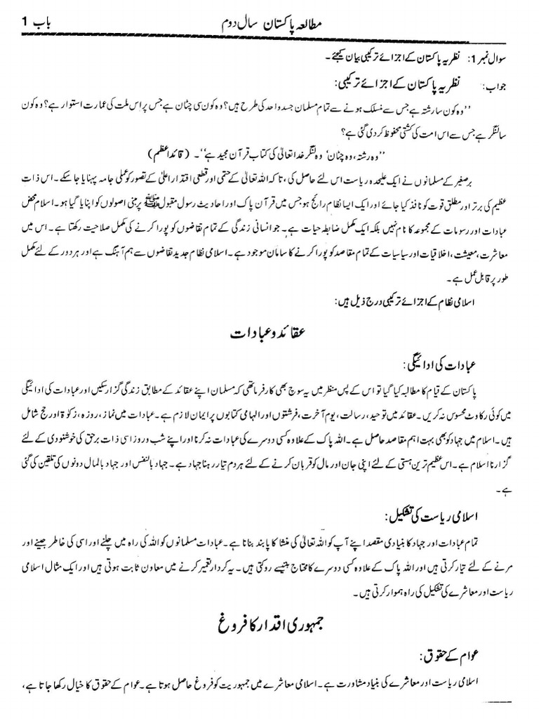 12th-Pak Study-Chaptr-1 | PDF