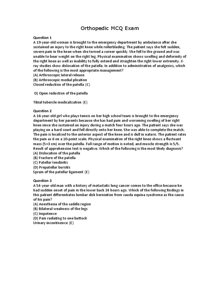 5 - MCQ 5 Done | Download Free PDF | Knee | Medical Specialties