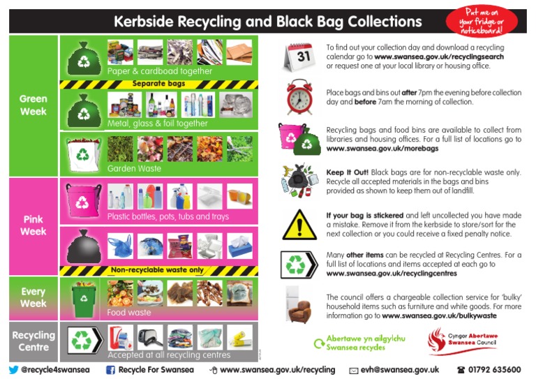 Swansea Recycling and Waste Collection Guide | PDF | Recycling | Human ...