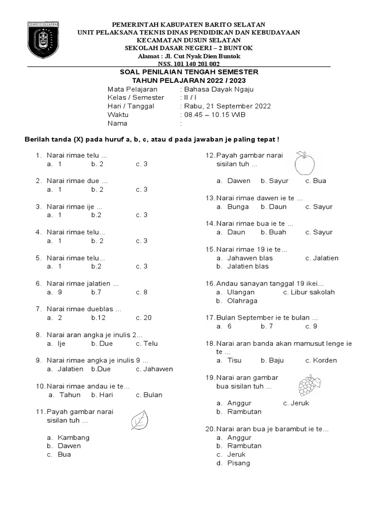 Soal Pts Mulok Kelas 2 | PDF