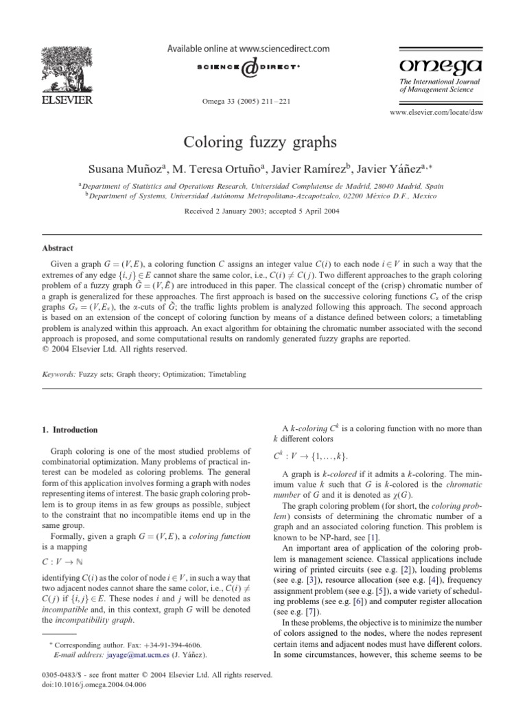 Coloring Fuzzy Graphs | PDF | Fuzzy Logic | Graph Theory