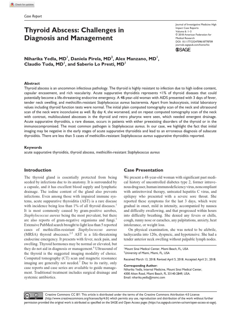 MRSA Thyroid Abscess Case Report | PDF | Thyroid | Methicillin ...