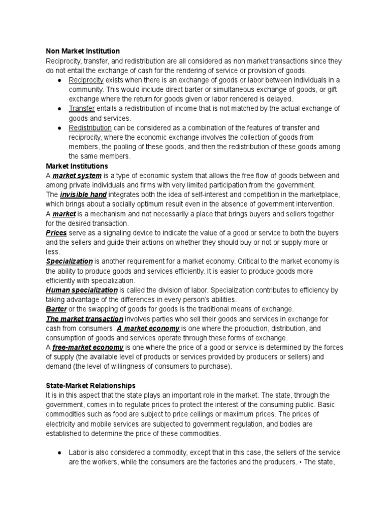 Understanding Market and Non-Market Institutions | PDF | Market ...