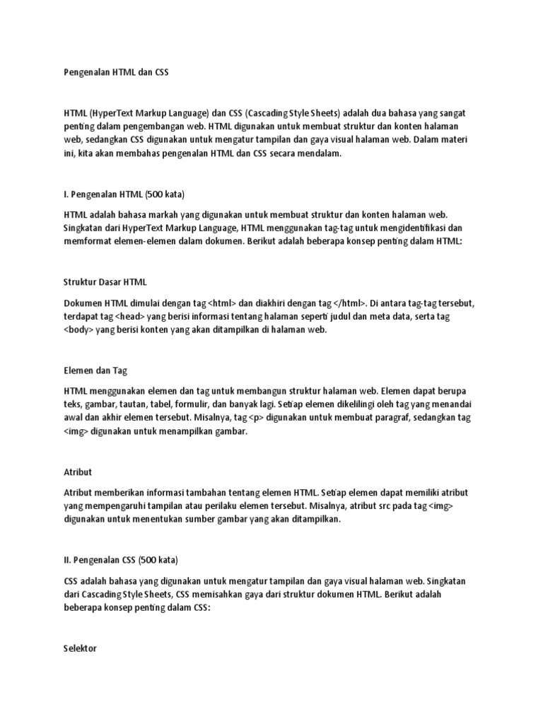 Pengenalan HTML Dan CSS | PDF Pengenalan HTML Dan CSS | PDF
