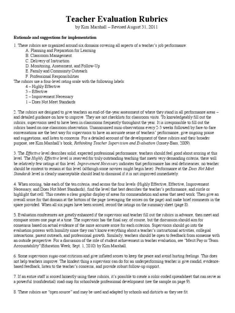Teacher Evaluation Guide | PDF | Rubric (Academic) | Educational Assessment