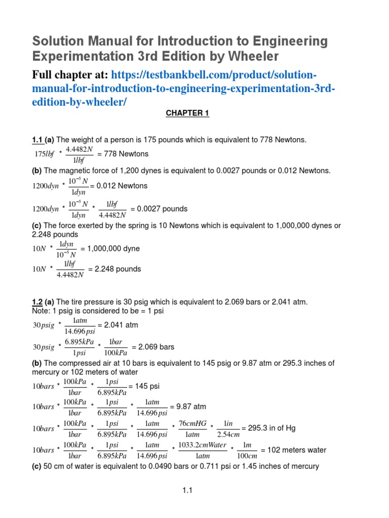Solution Manual For Introduction To Engineering Experimentation 3rd Edition By Wheeler Pdf