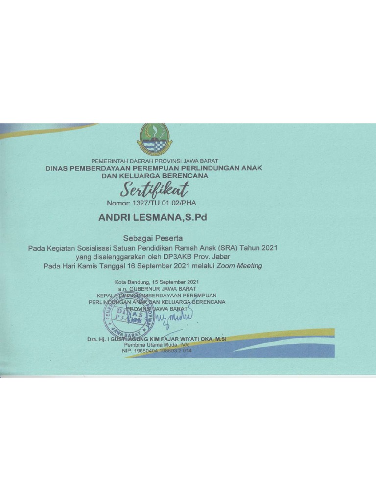 Sertifikat Sra 2021 | PDF