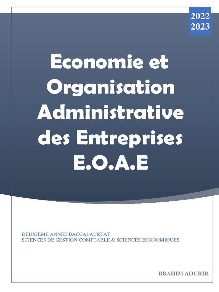 Cours Économie Et Organisation Administrative Des Entreprises EOAE 2023 | PDF | Sous-traitance ...