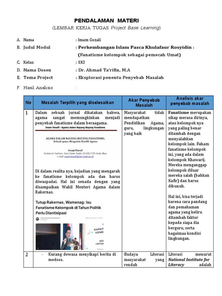 LK - PJBL - Imam Gozali | PDF