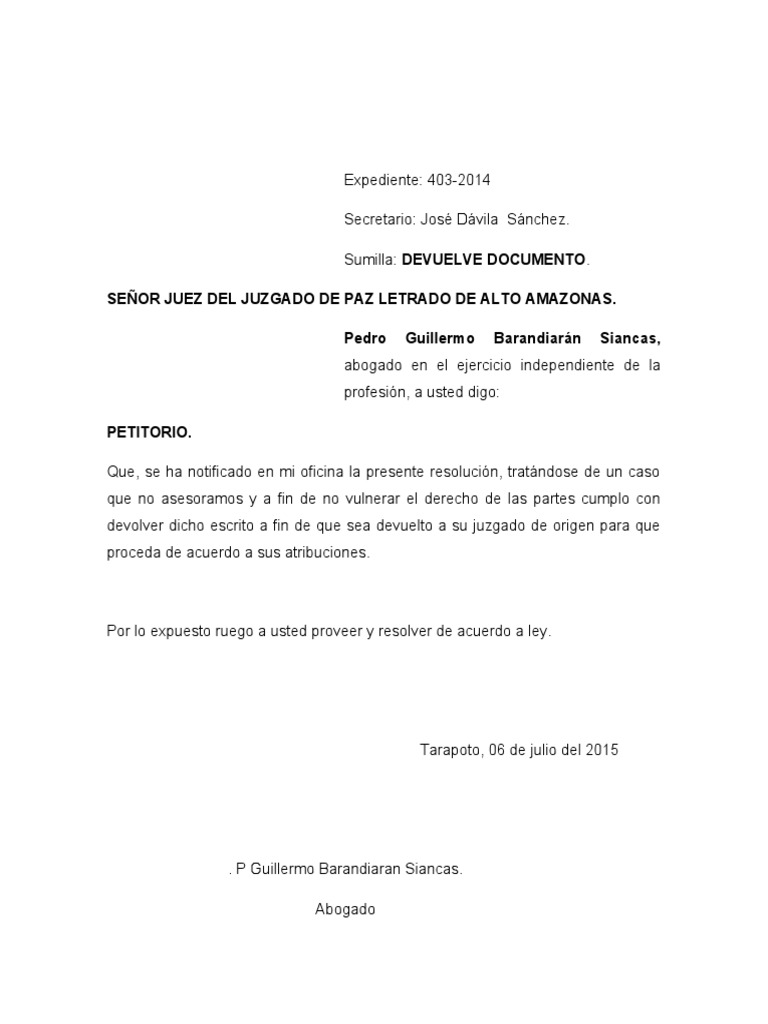 Devuelvo Documento | PDF