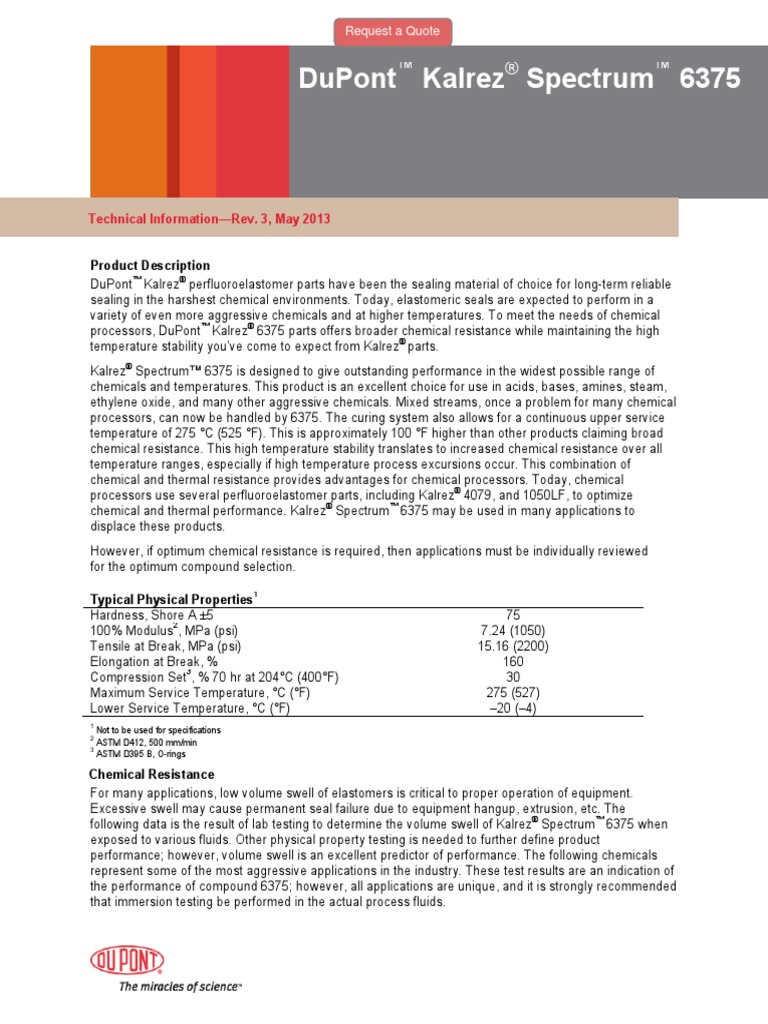 Marco Material Datasheet Kalrez 6375 | PDF | Acid | Chemical Substances