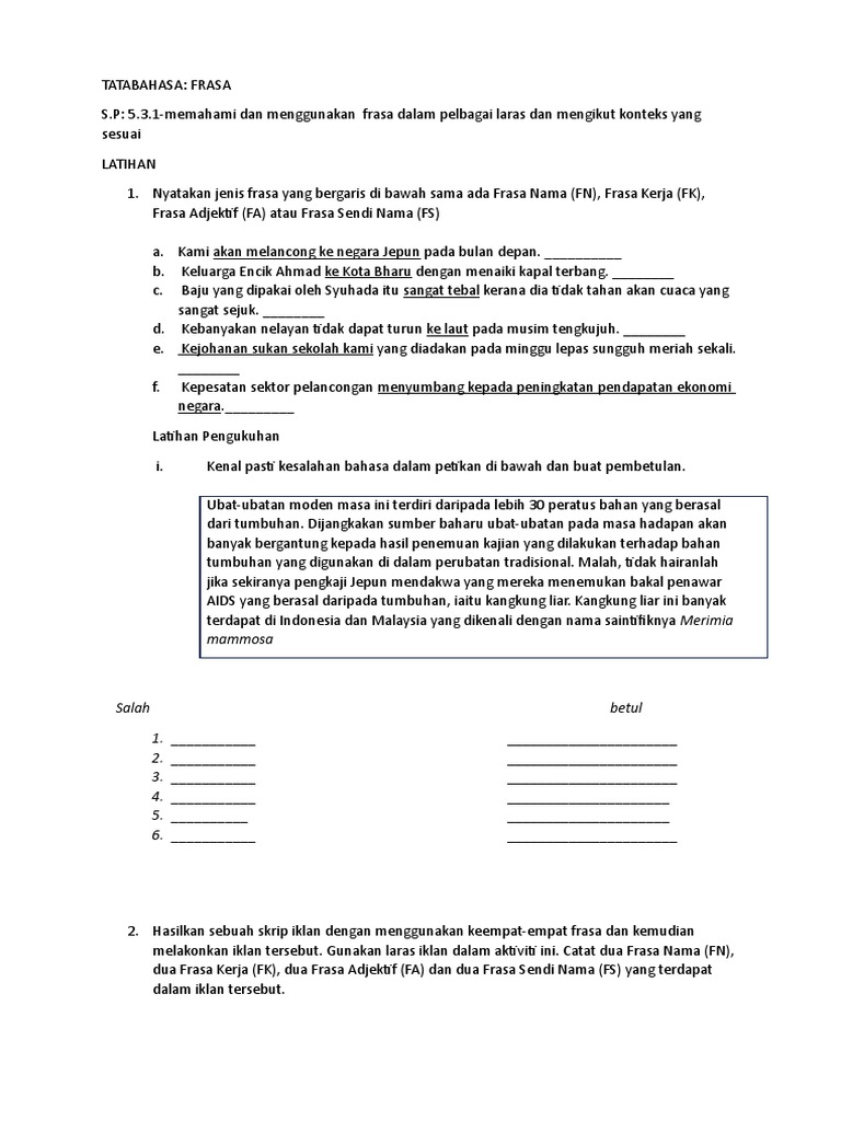 Latihan Frasa | PDF