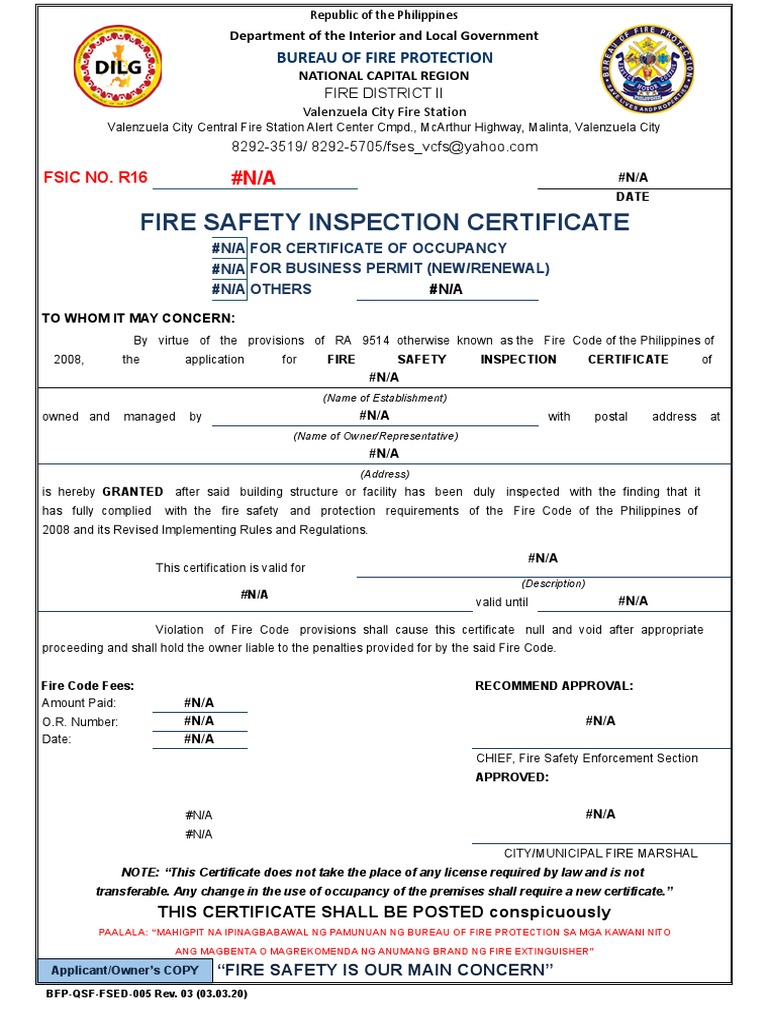 Fsic - Valenzuela - 1 - 2023 - Fsic | PDF | Fire Safety | Government