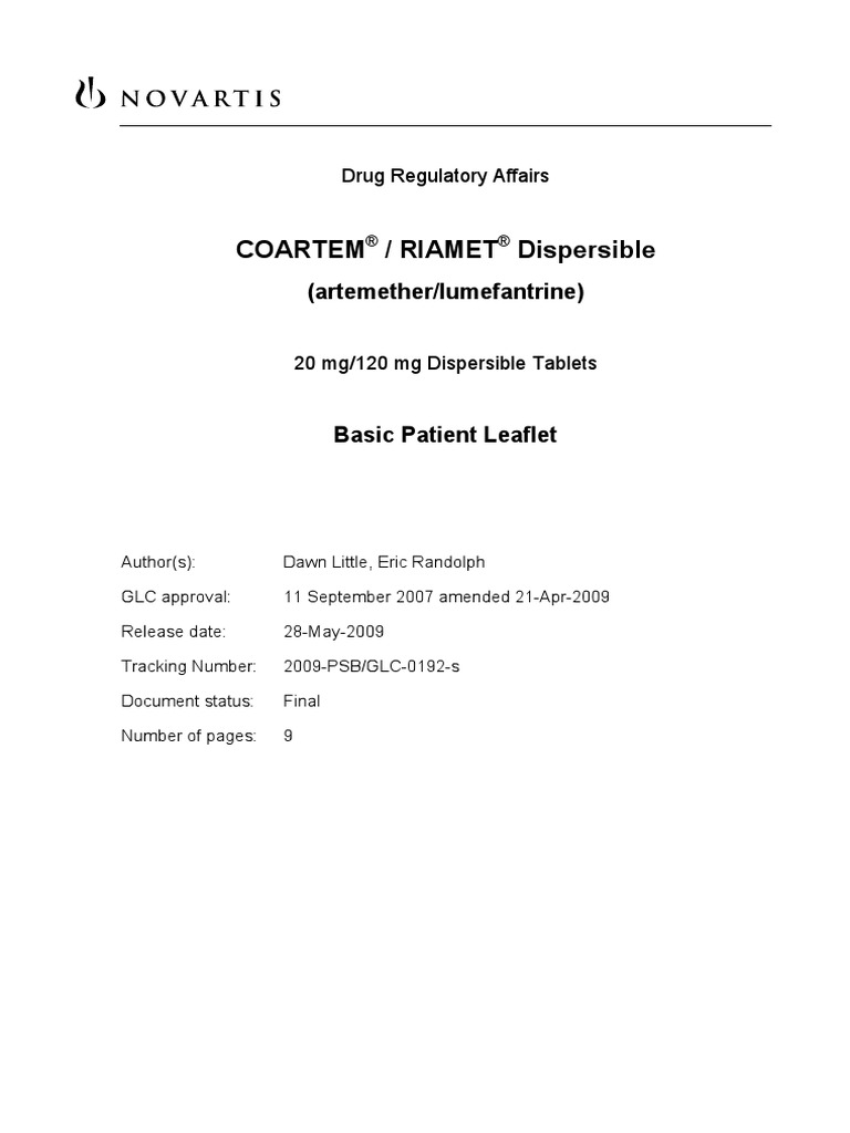 Coartem Disp BPL | PDF | Malaria | Heart
