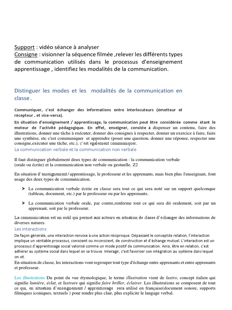 La Communication en Classe | PDF | la communication | Apprentissage