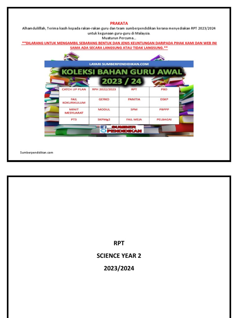 RPT Science Year 2 2023/2024 Guide | PDF | Plants | Germination