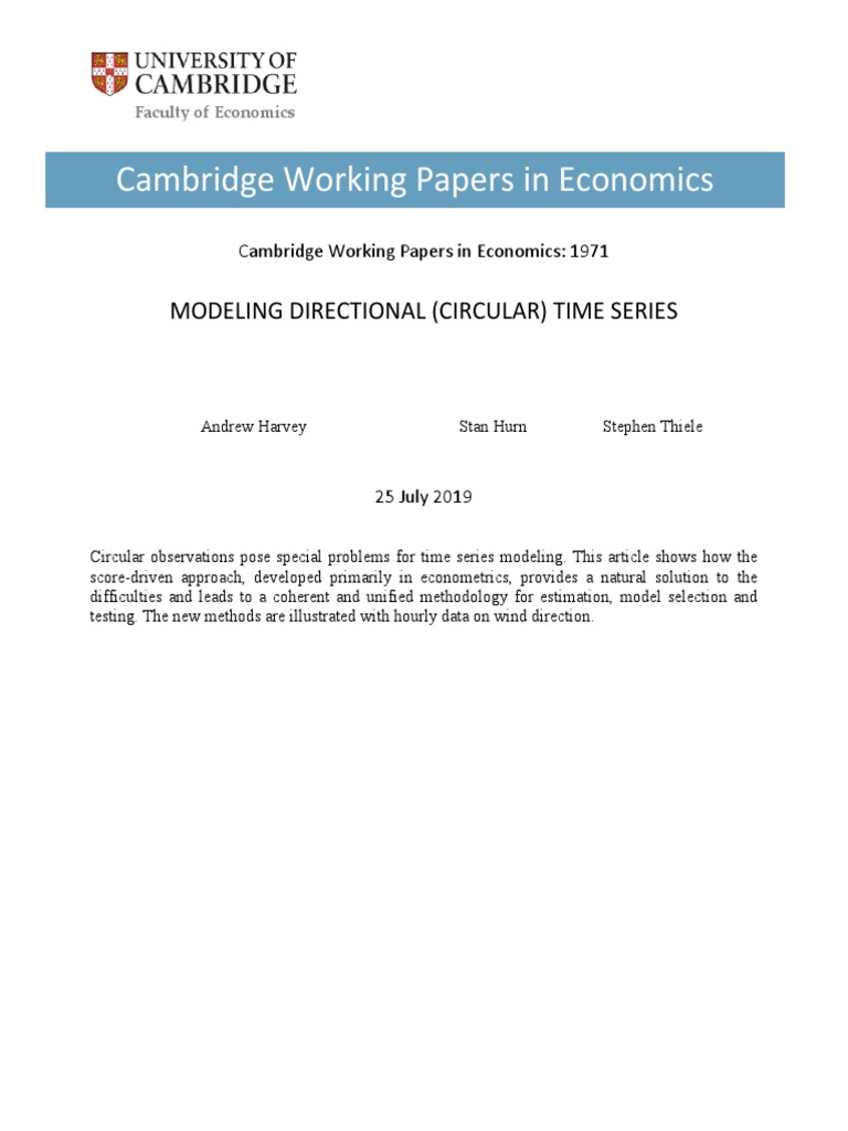Modeling Directional Circular Time Series Pdf Time Series
